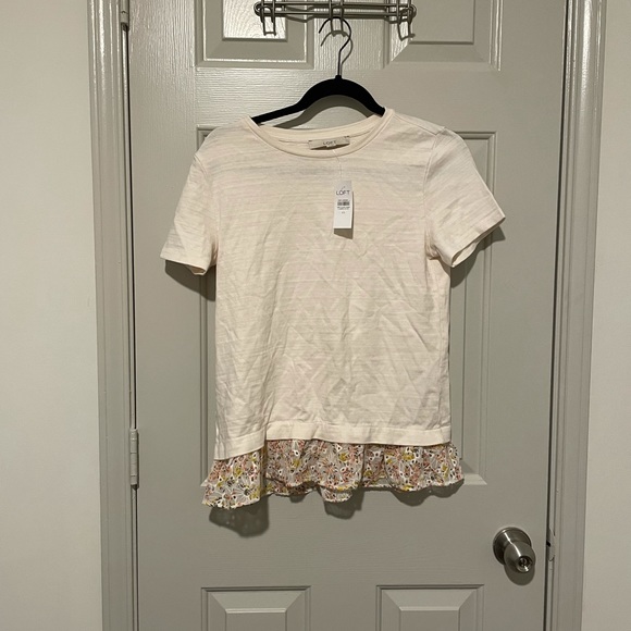 LOFT | Tops | Nwt Loft Floral Chiffon Trim Bottom Ruffle Top | Poshmark